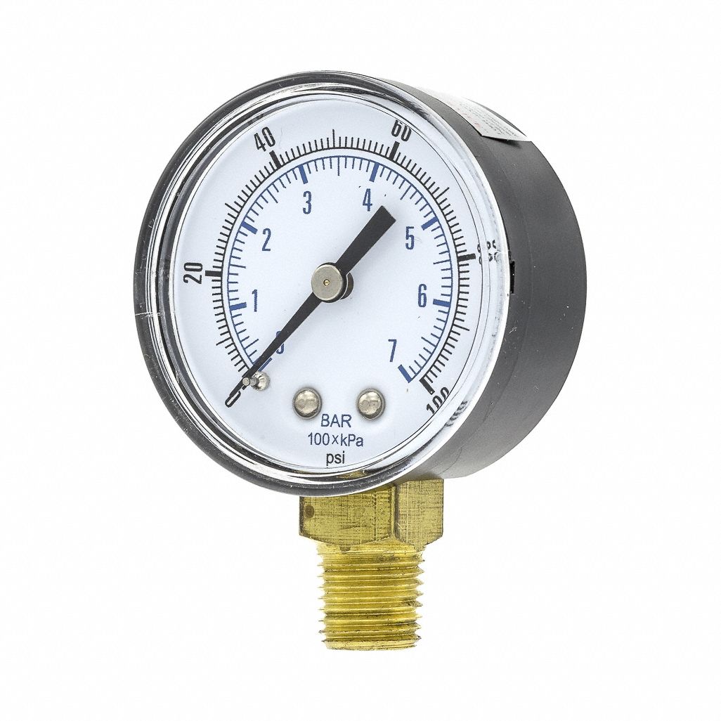0 psi / Hg to 100 psi, 2 in Dial, Pressure Gauge - 859W38|SEP-101D-204E ...
