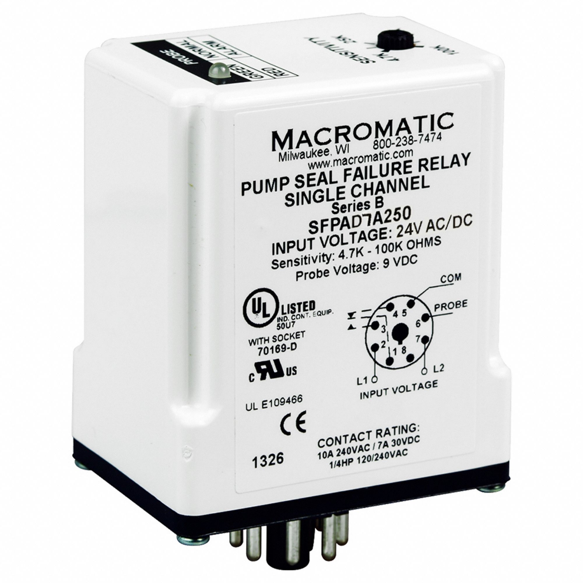 MACROMATIC, Socket Mounted, 10 A Current Rating, Seal Leak Relay ... MACROMATIC, Socket Mounted, 10 A Current Rating, Seal Leak Relay ...