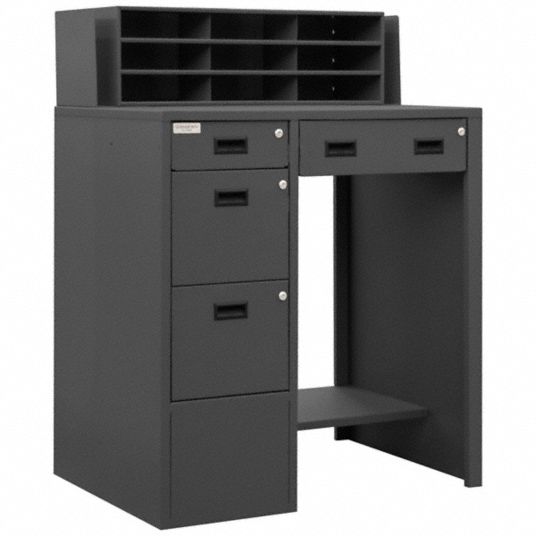 DURHAM MFG, Pedestal/Panel Desk, 39 in x 29 in x 55 5/8 in, Shop Desk ...