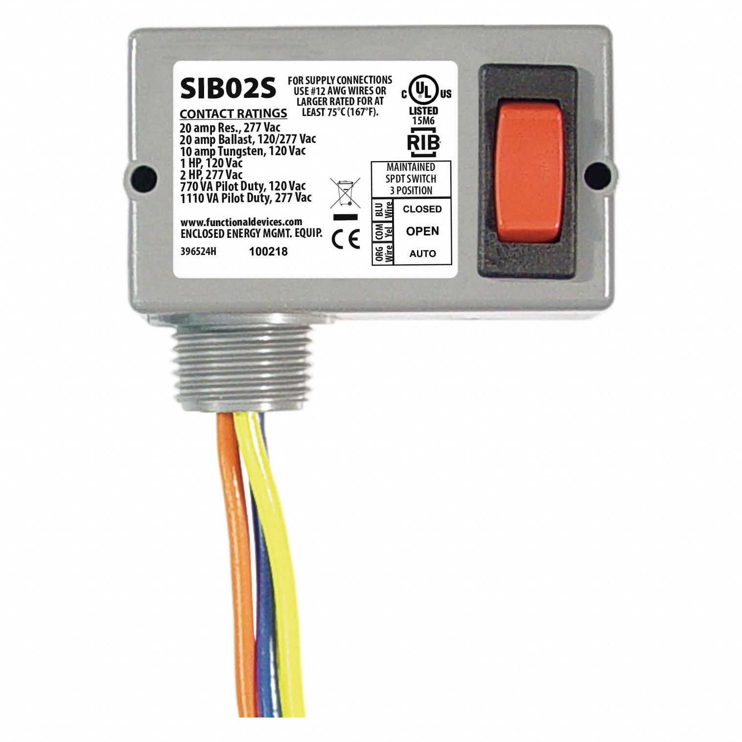 FUNCTIONAL DEVICES INC / RIB, 3 Positions, SPST, Prewired Rocker Switch ...