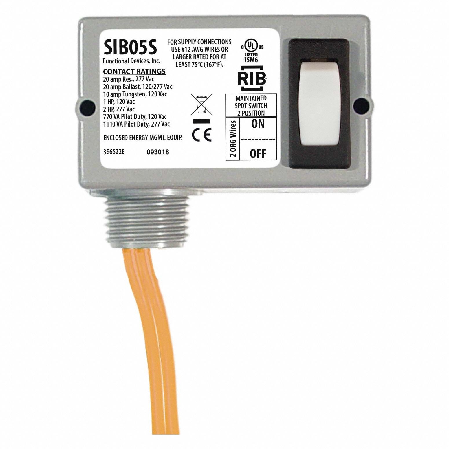 FUNCTIONAL DEVICES INC / RIB, 2 Positions, SPST, Prewired Rocker Switch ...