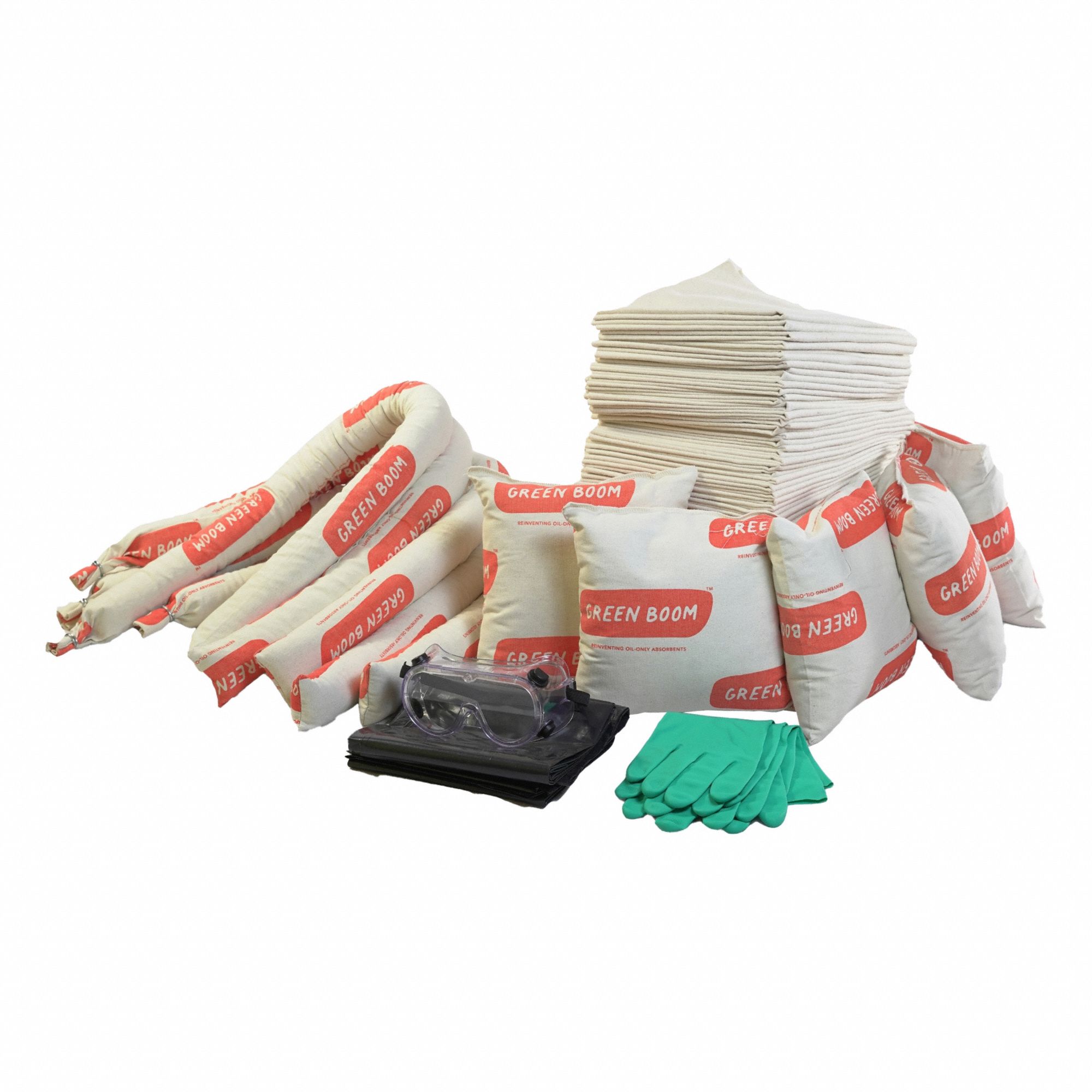 GREEN BOOM, 30 gal Volume Absorbed Per Kit, (5) Disposal Bags ...