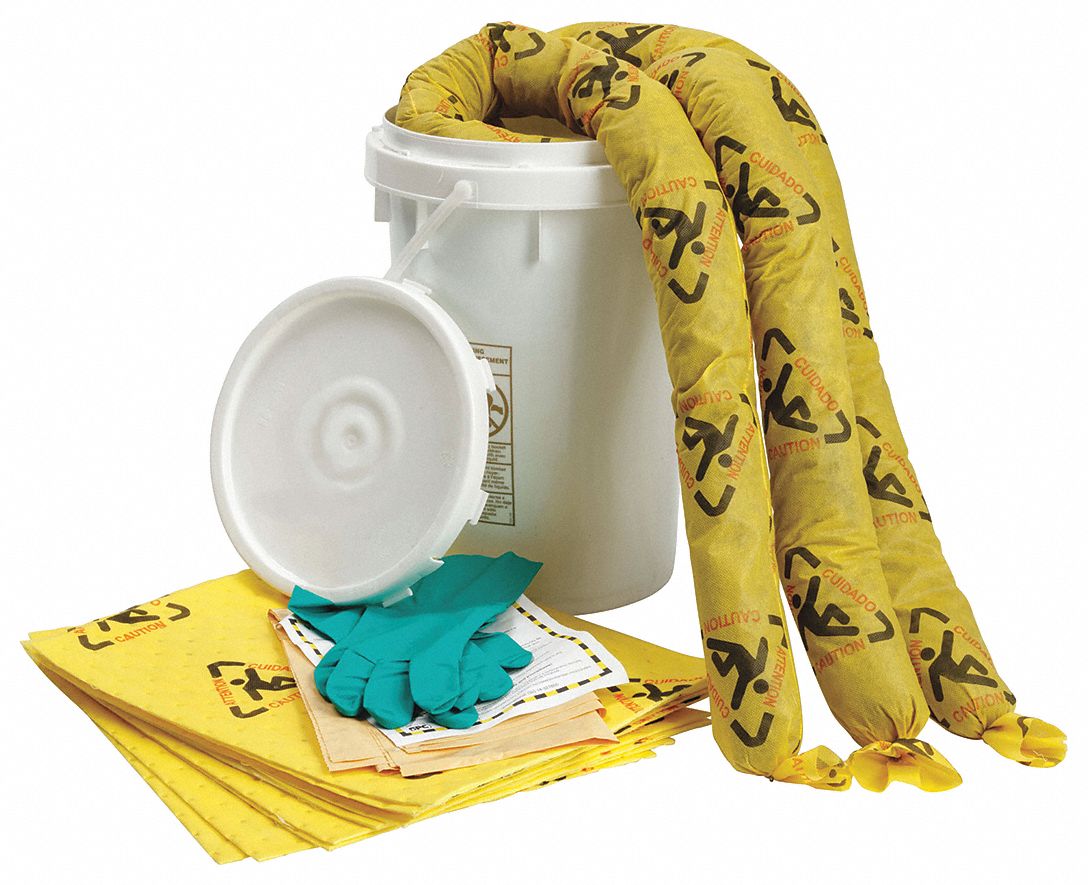 BRADY SPC ABSORBENTS BRIGHTSORB SPILL KIT, WHITE, 10 GAL CAPACITY, 18 ...