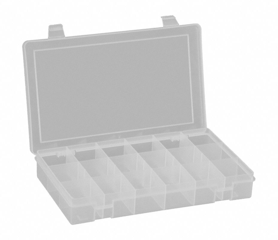 DURHAM MFG Caja con Compartimentos, Broche, Claro, Plástico, 1-3/4", 6 ...