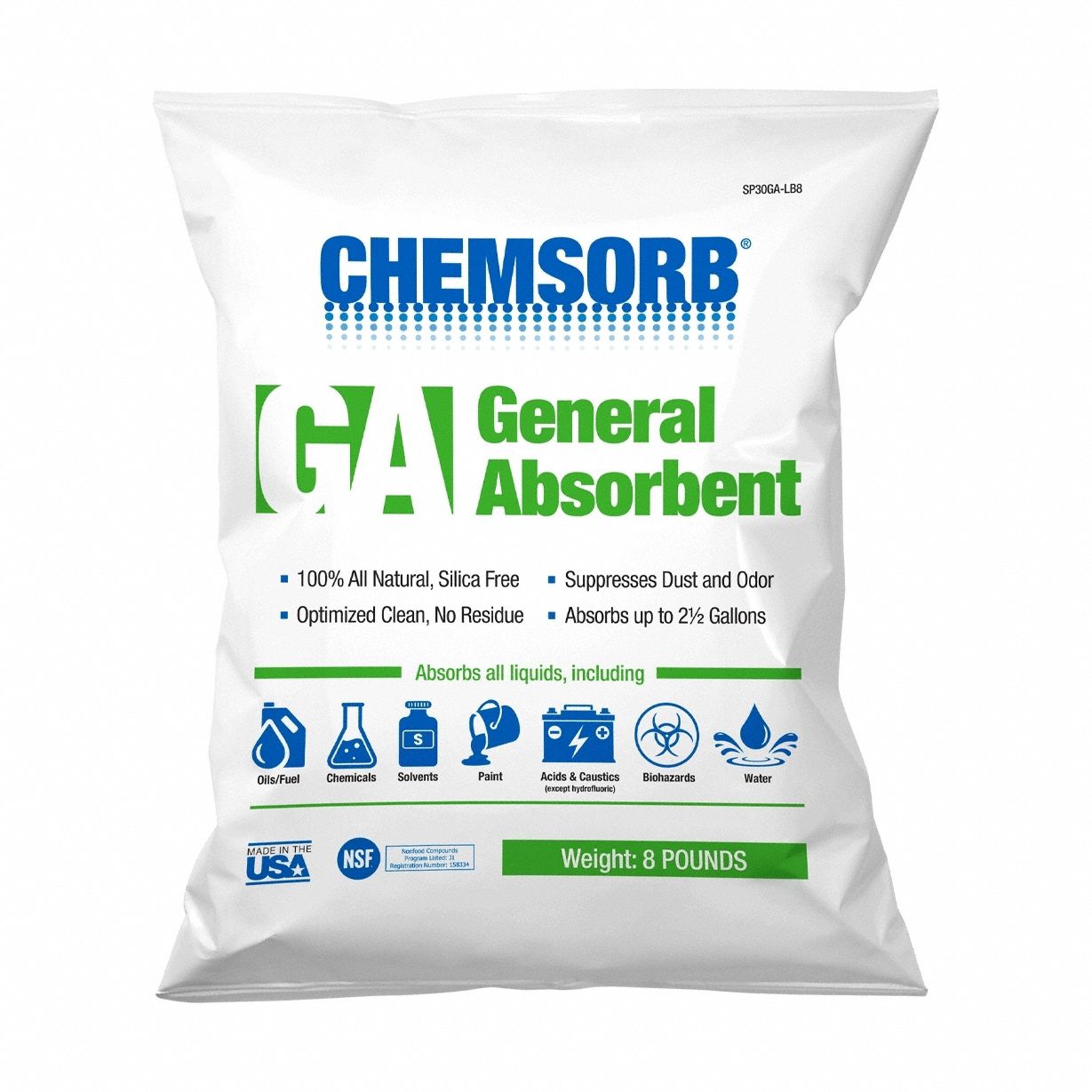CHEMSORB, Perlite, 2 1/2 gal Volume Absorbed per Pkg., Granular Sorbent - 879MA5|SP30GA-LB8 ...