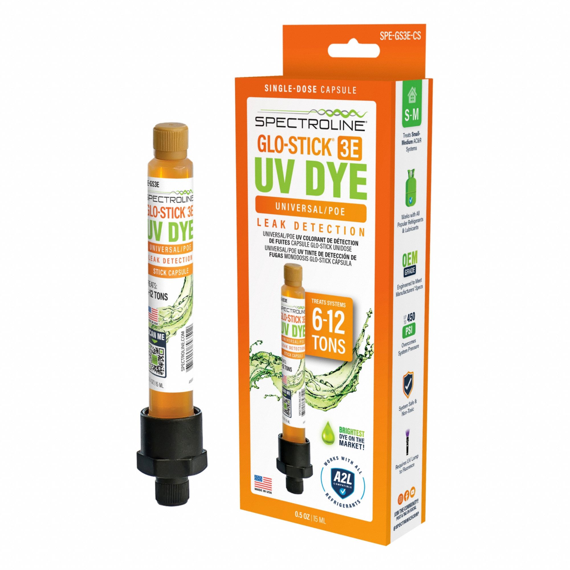 SPECTROLINE, 12 ton Compatible System Size, 0.5 oz, Fluorescent Dye ...