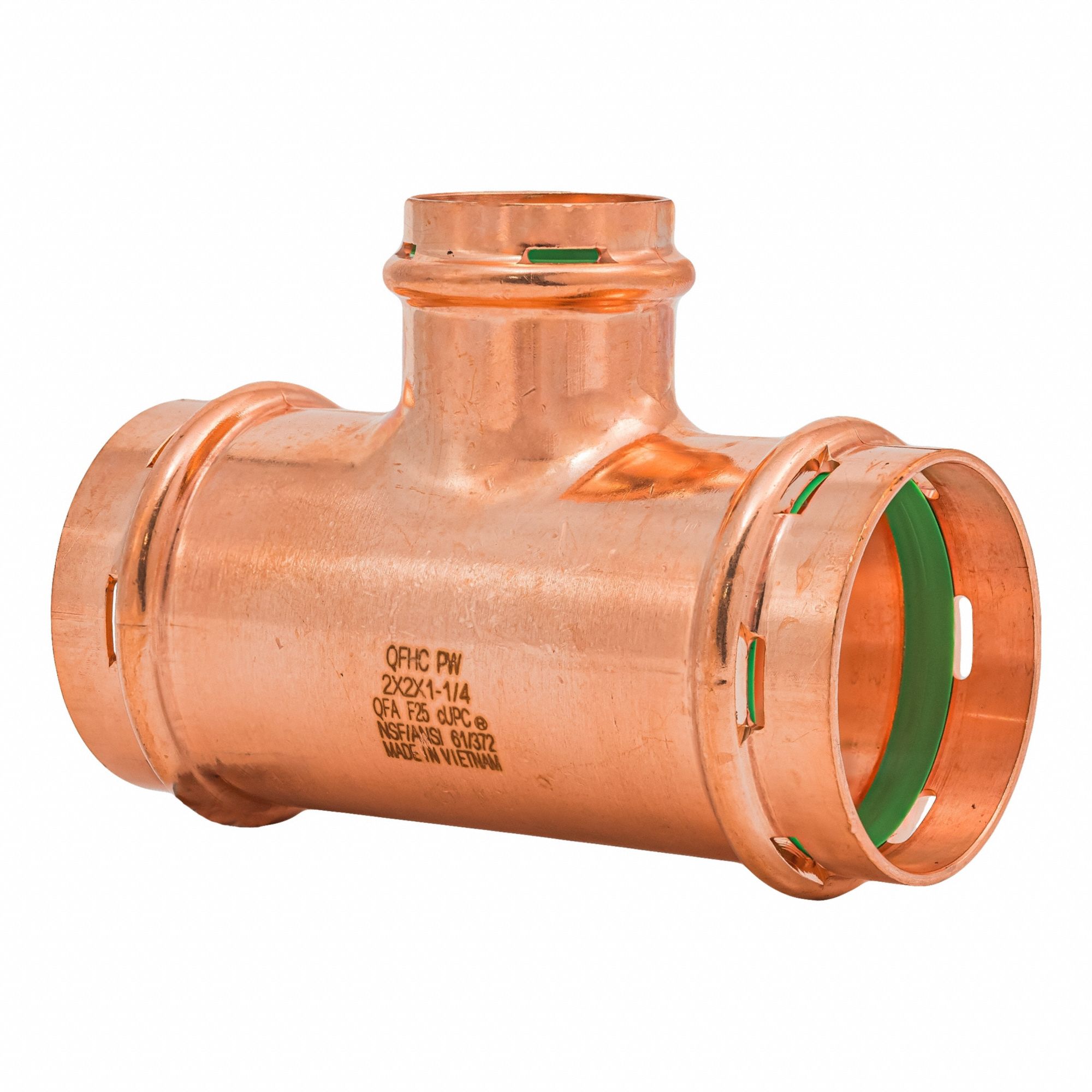 QUICKFITTING SUREPRESS, 2 in CTS x 2 in CTS x 1 1/4 in CTS size, Copper ...