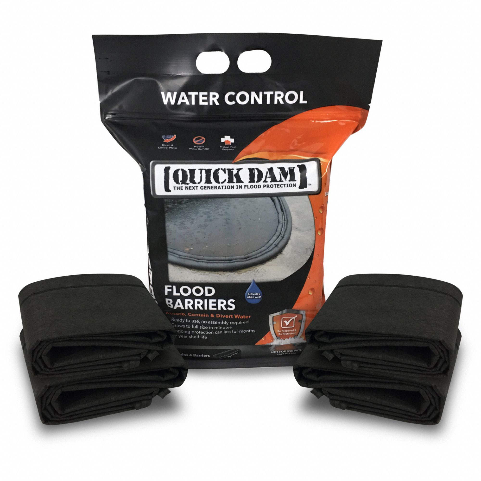 QUICK DAM FLOOD BARRIER SET, WATER ACTIVATED, FRESH WATER, 5 FT X 6 1/2 ...