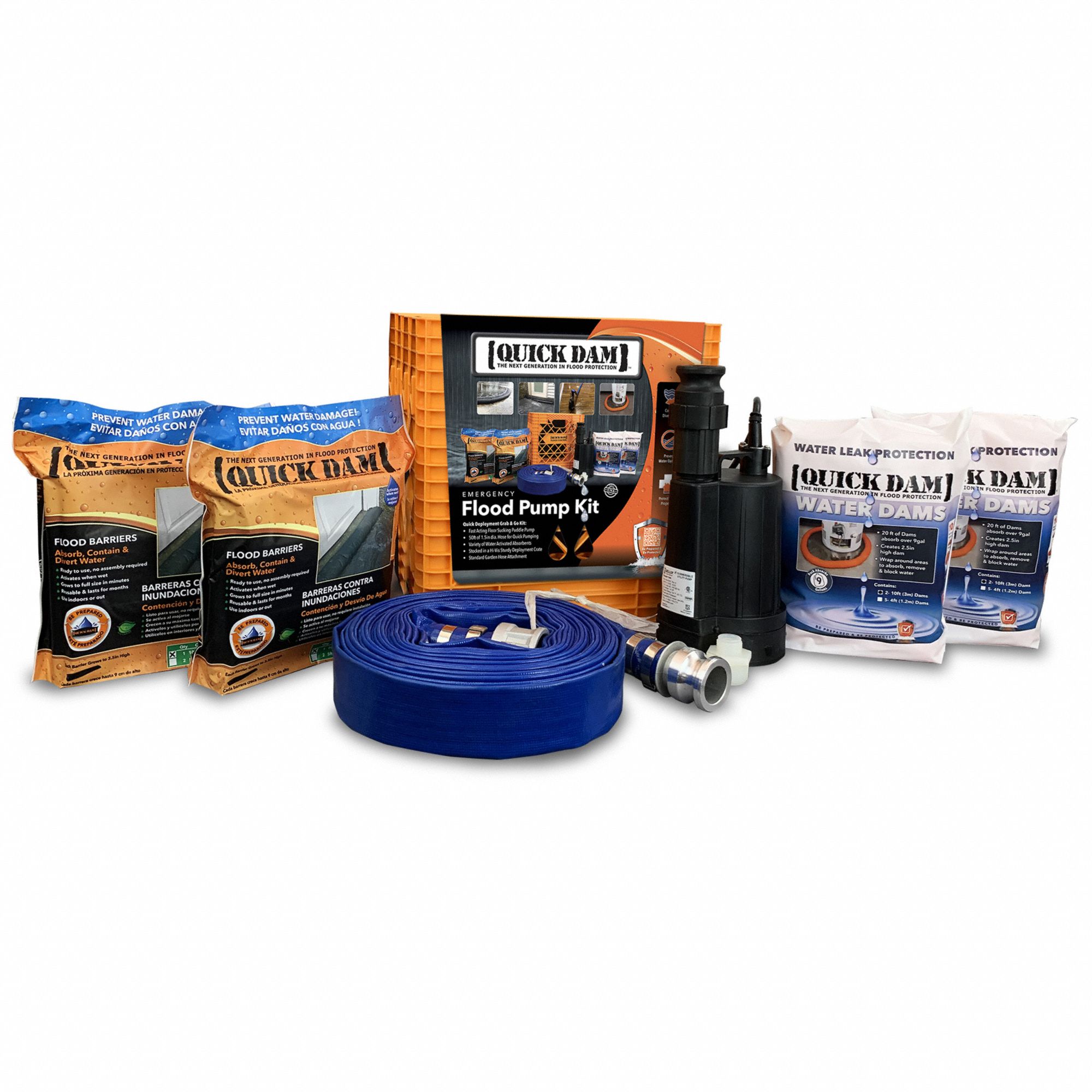 QUICK DAM FLOOD BARRIER EMERGENCY KIT,28 LBS. CAP. - 26972 - SRBQDPK3 ...