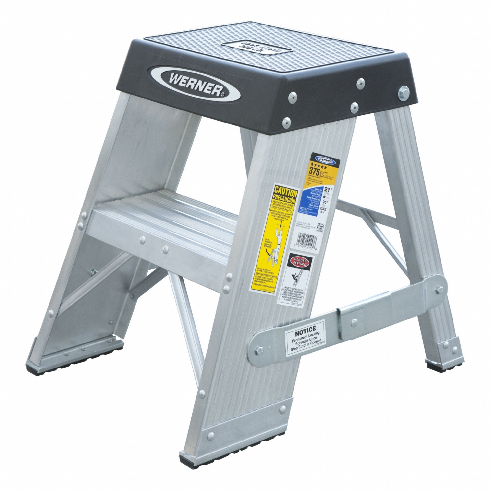 WERNER, 2 Steps, 3 ft Overall Ht, Step Stool - 5W216|SSA02 - Grainger