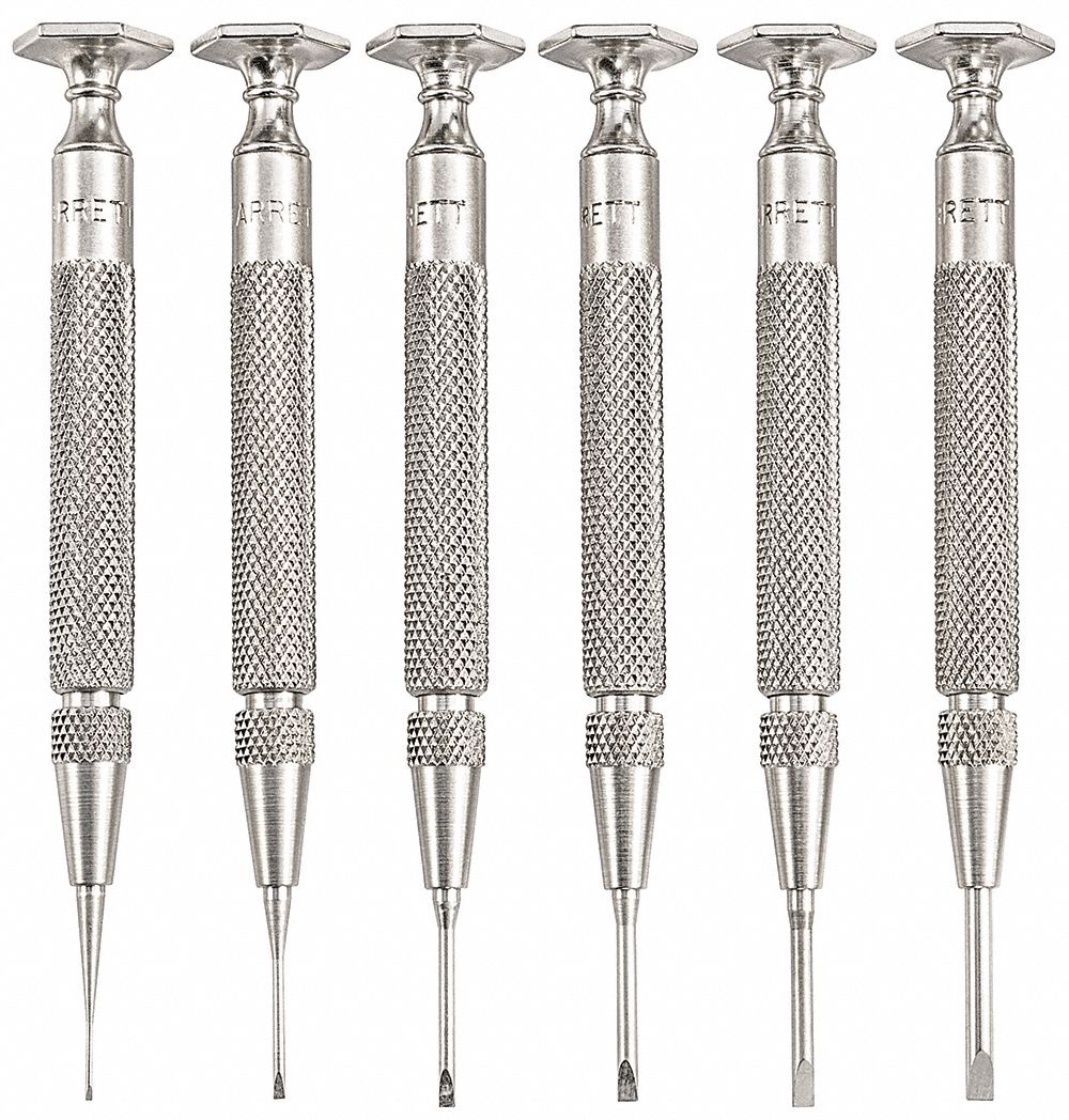 STARRETT SCREWDRIVER SET, KNURLED STEEL HANDLE, 0.025 TO 0.800 IN TIP ...