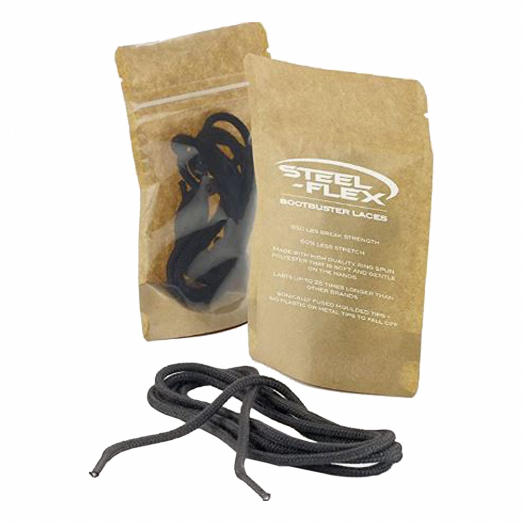 STEEL-FLEX LACES, ROUND, NOT FLAME RESISTANT, BLACK, 45 IN, NYLON, PAIR ...