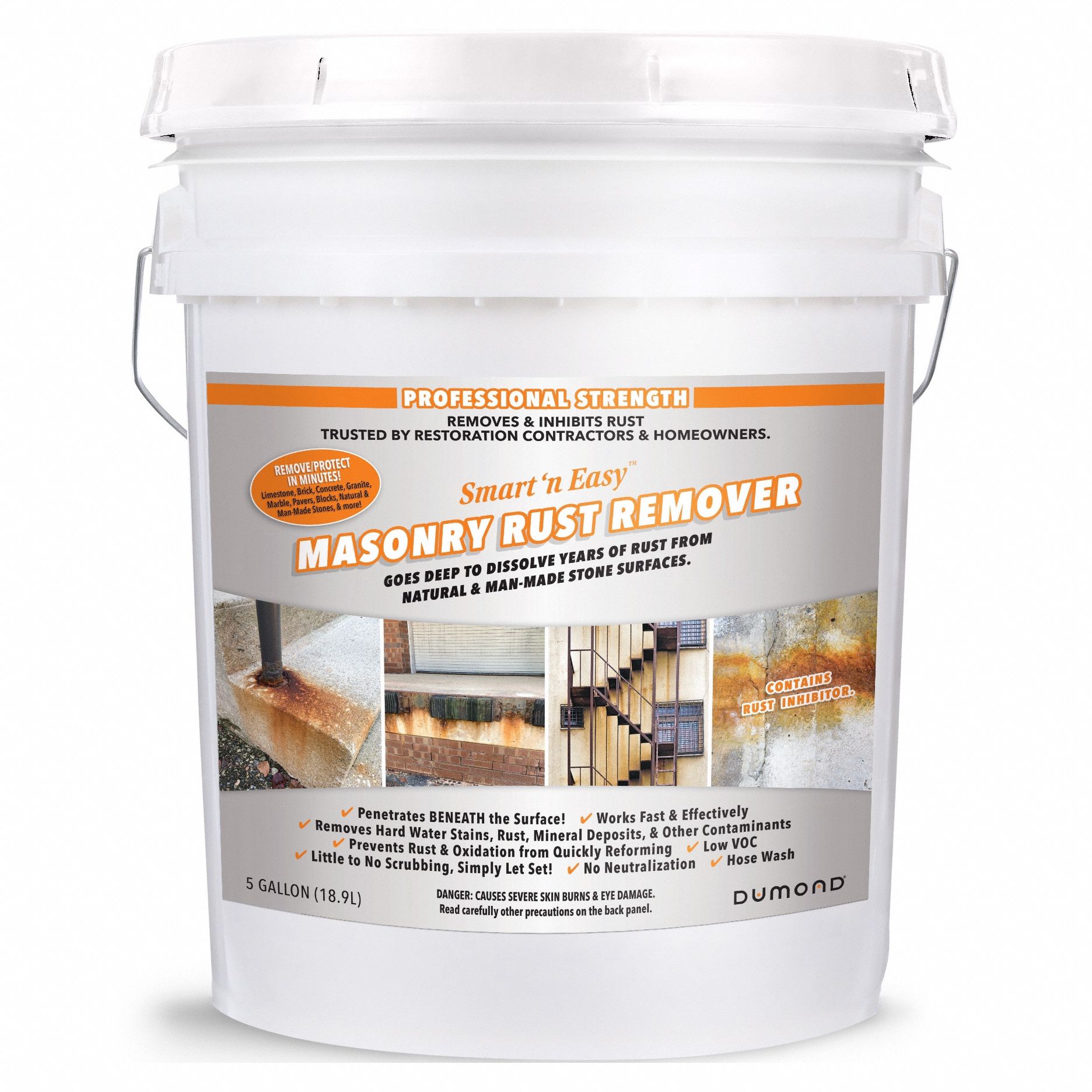 DUMOND, Bucket, 5 gal Container Size, Masonry Rust Remover - 39C356 ...