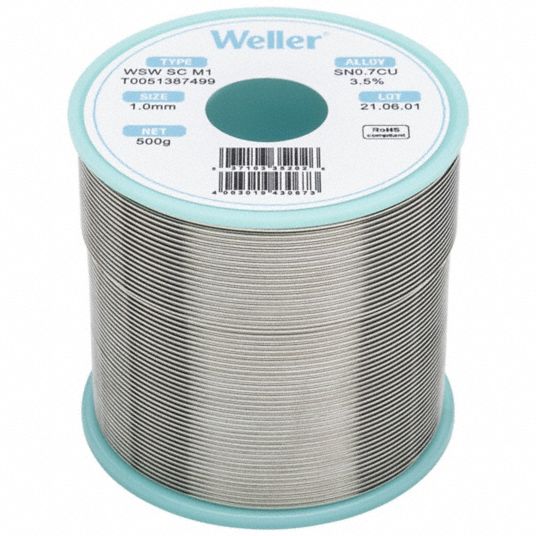WELLER, 1 mm x 500 g, SC M1, Solder Wire - 799RK9|T0051387499 - Grainger