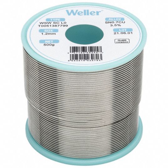 WELLER, 1.2 mm x 500 g, SC L0, Solder Wire - 799RL4|T0051387799 - Grainger