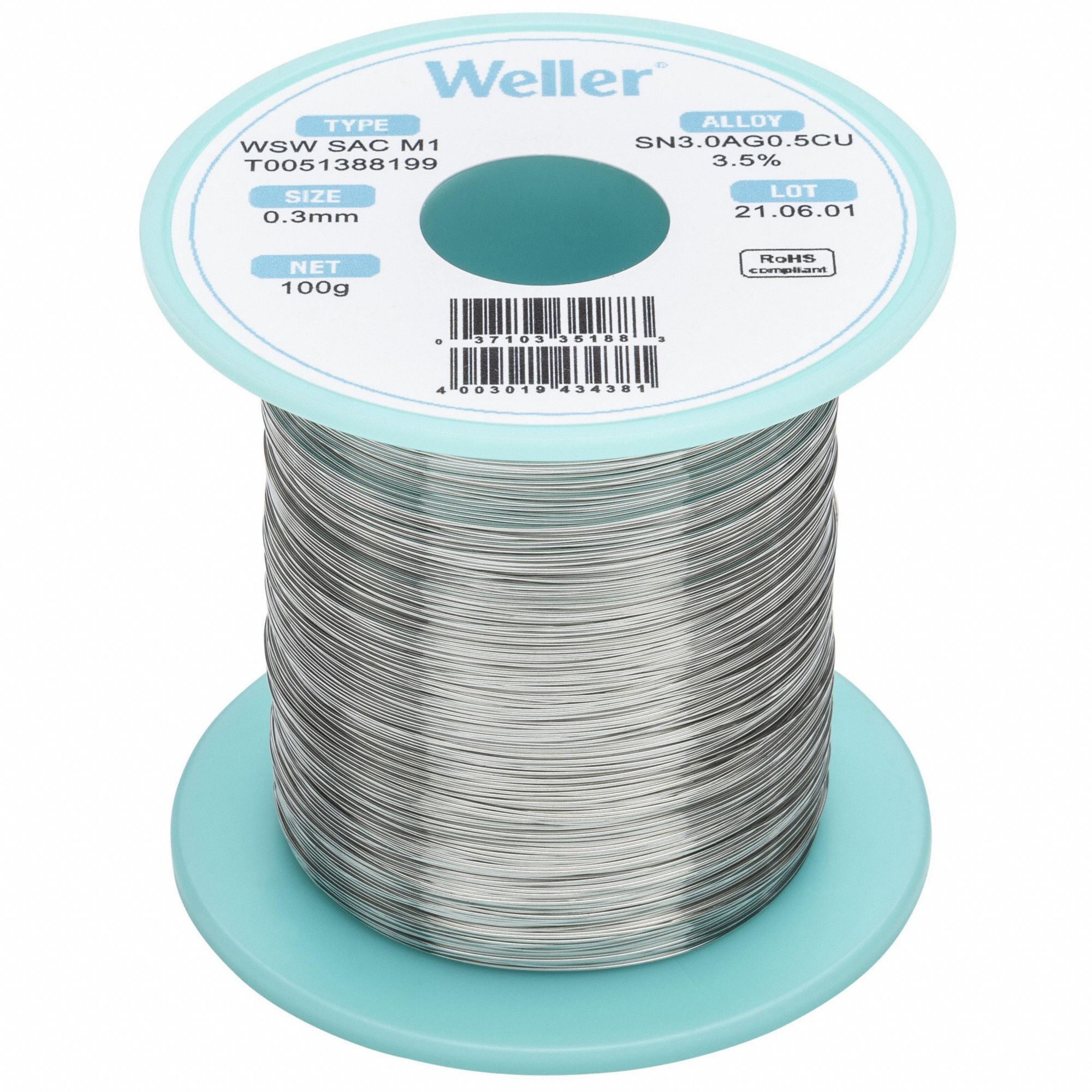 WELLER, 0.3 mm x 100 g, SAC M1, Solder Wire - 799RM1|T0051388199 - Grainger