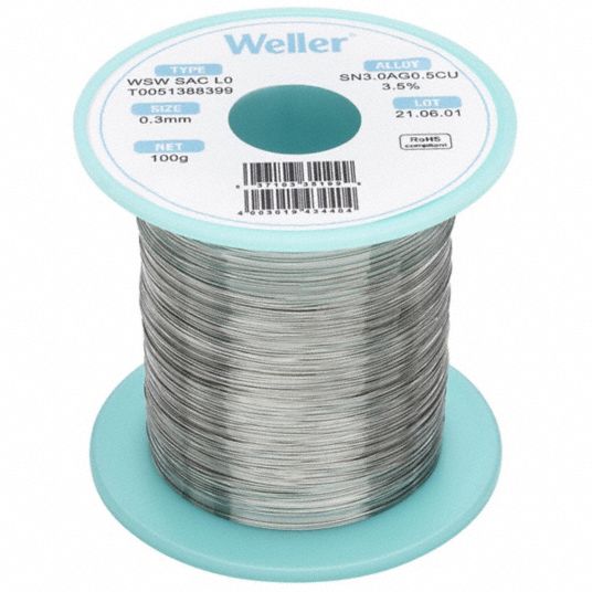 WELLER, 0.3 mm x 100 g, SAC L0, Solder Wire - 799RM2|T0051388399 - Grainger
