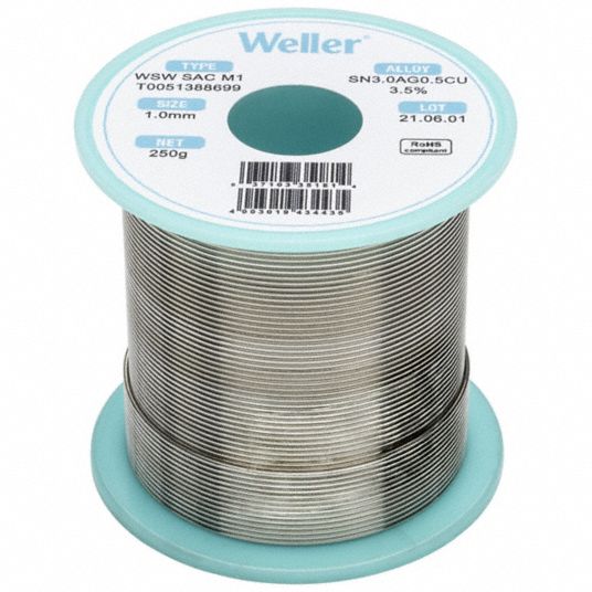 WELLER, 1 mm x 250 g, SAC M1, Solder Wire - 799RL9|T0051388699 - Grainger