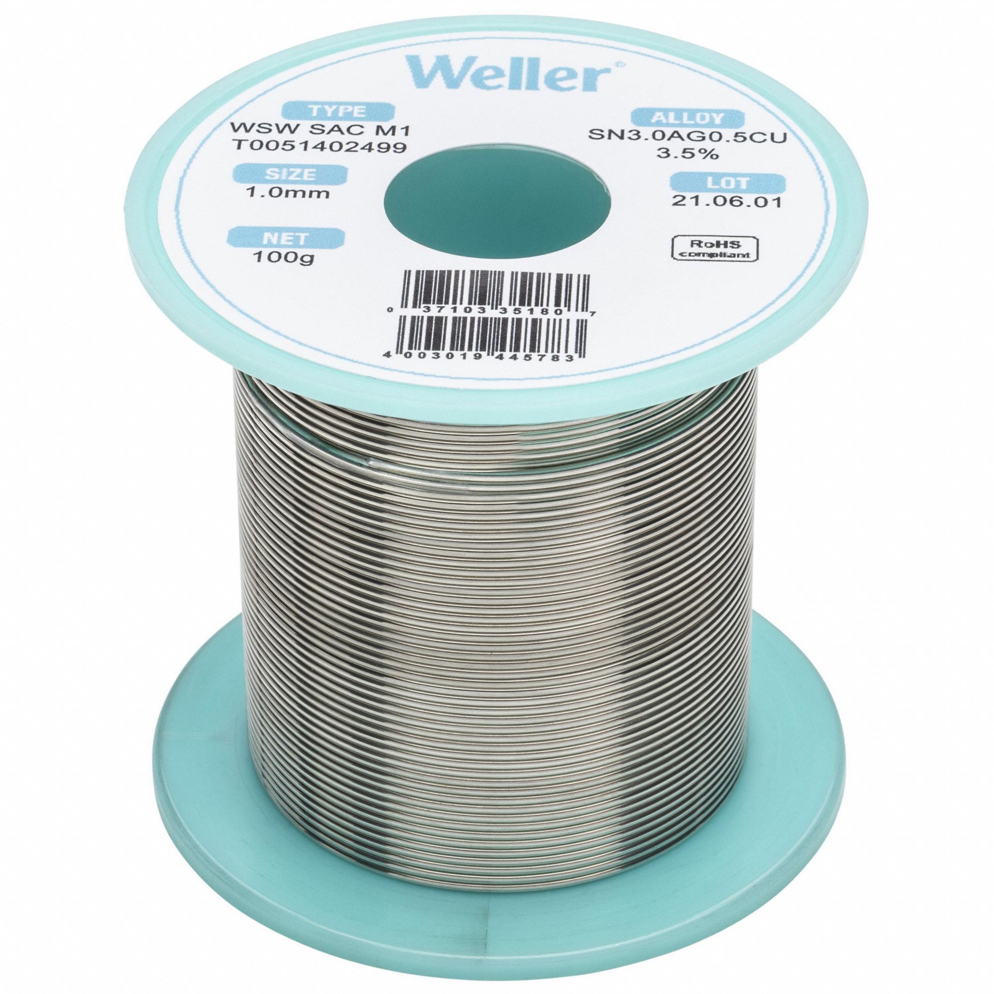 WELLER, 1 mm x 100 g, SAC M1, Solder Wire - 799RN3|T0051402499 - Grainger