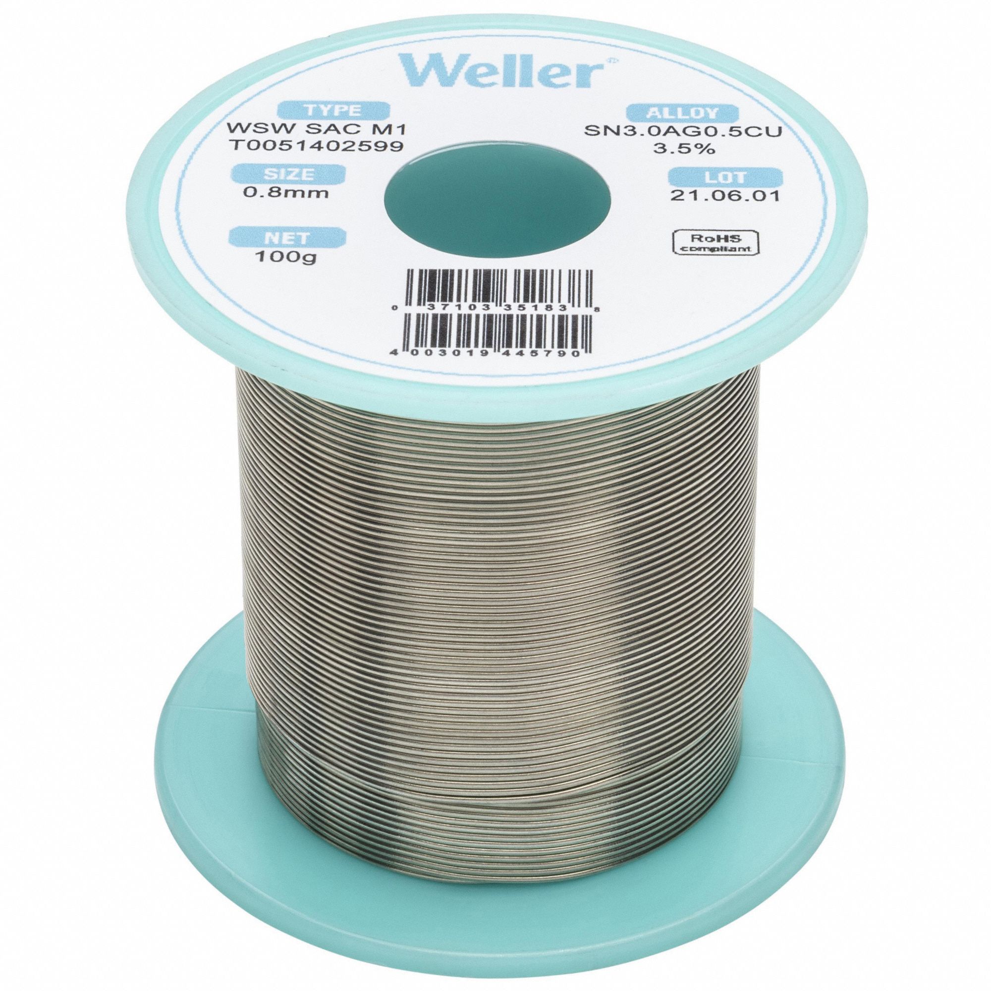 WELLER, 0.8 mm x 100 g, SAC M1, Solder Wire - 799RN4|T0051402599 - Grainger