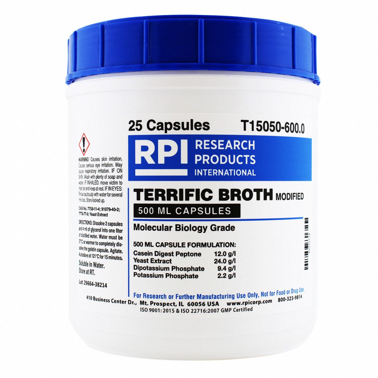 Lab, 600 g, Terrific Broth, Modified - 31GE02|T15050-600.0 - Grainger