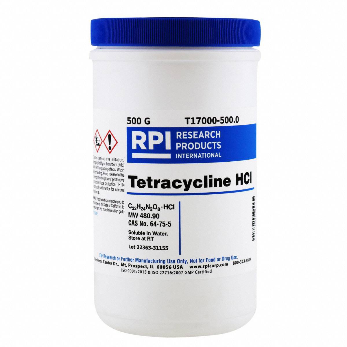 500 g, 64-75-5, Tetracycline Hydrochloride - 30UA79|T17000-500.0 - Grainger