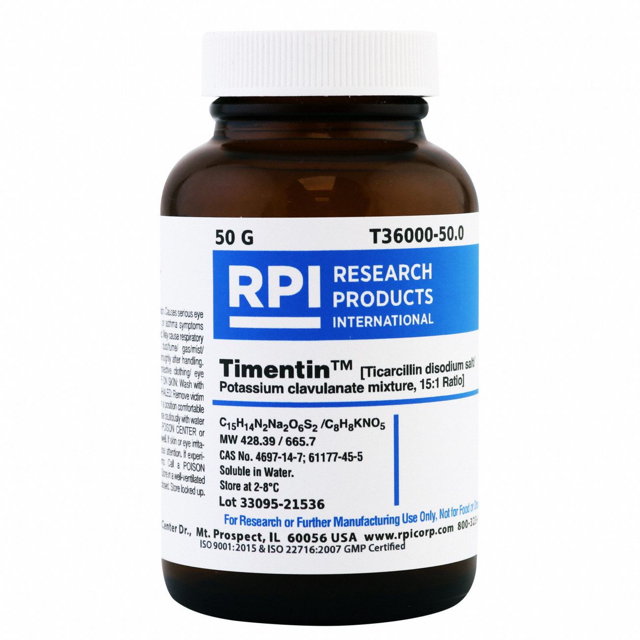 50 g, 4697-14-7, Timentin - 30UC05|T36000-50.0 - Grainger