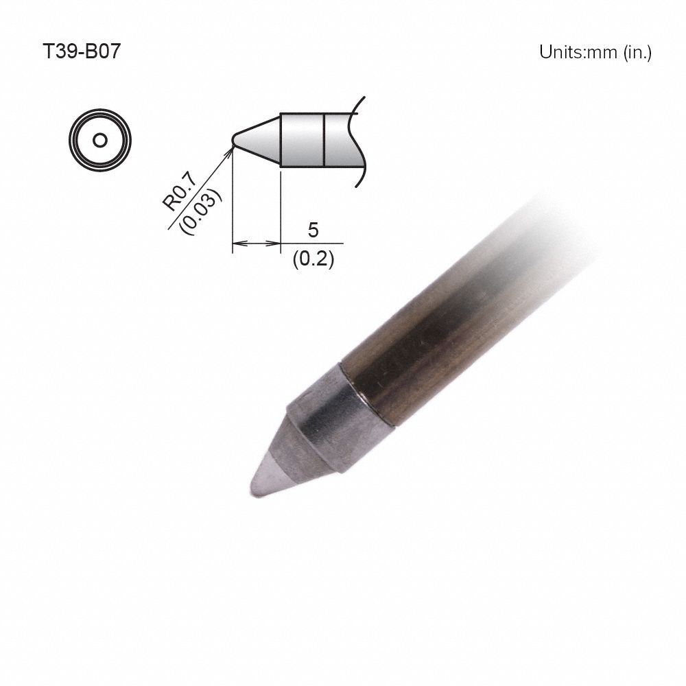 HAKKO, T39 Series, Conical, Soldering Tip - 809H19|T39-B07 - Grainger