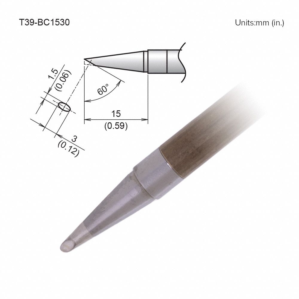 HAKKO, T39 Series, Bevel, Soldering Tip - 809H21|T39-BC1530 - Grainger