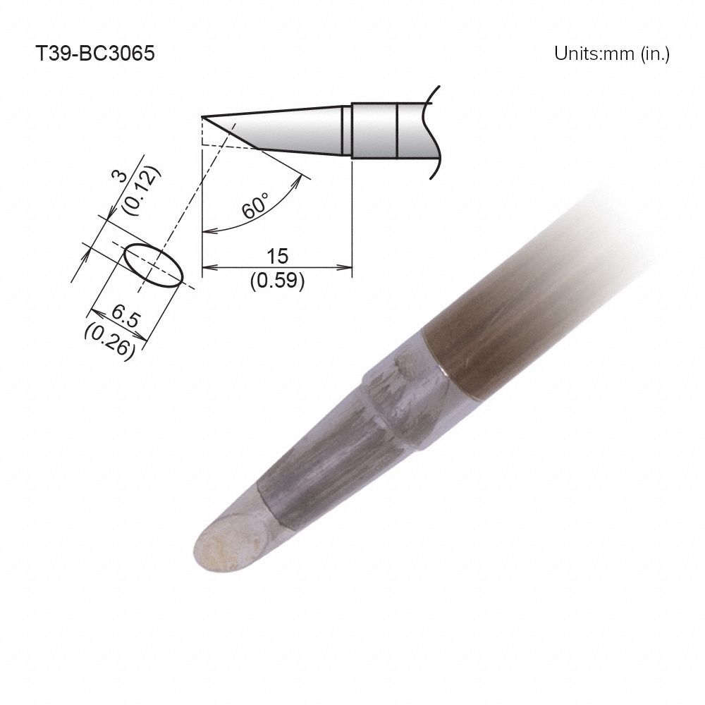 HAKKO, T39 Series, Bevel, Soldering Tip - 809H24|T39-BC3065 - Grainger