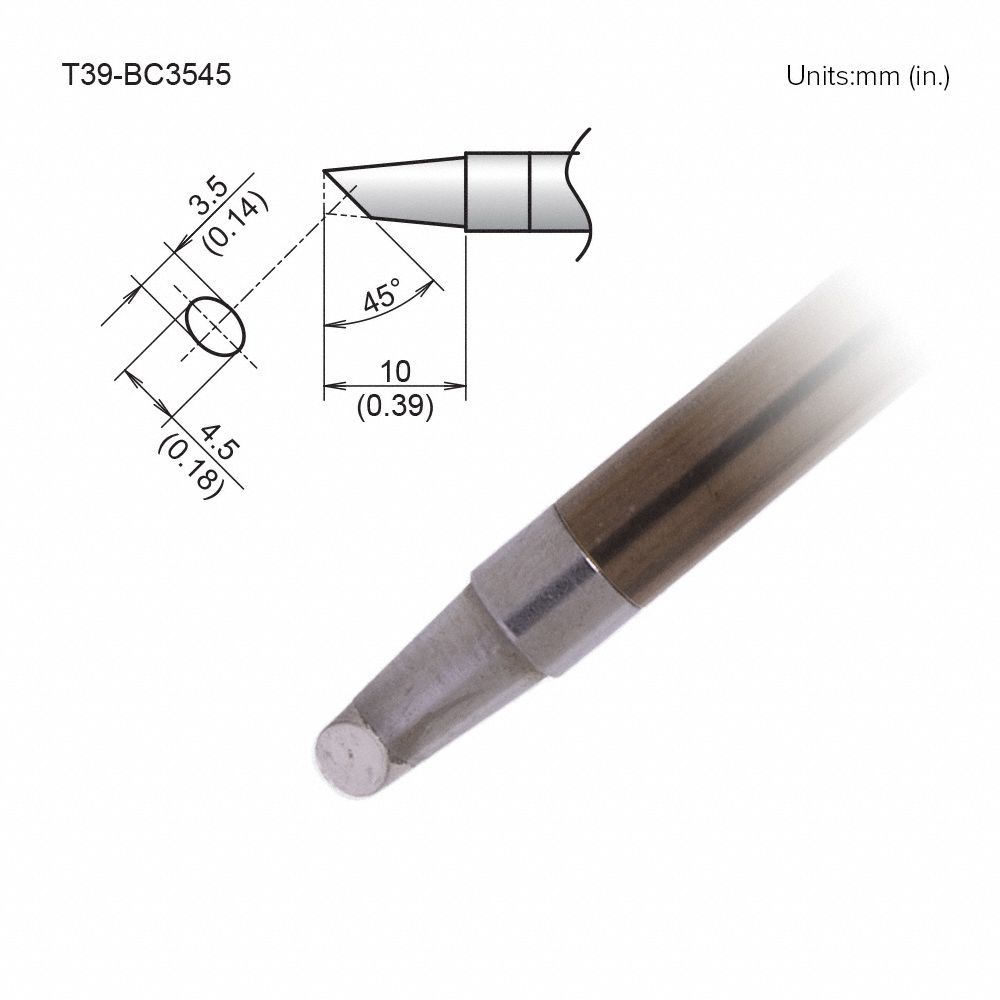HAKKO, T39 Series, Bevel, Soldering Tip - 809H25|T39-BC3545 - Grainger