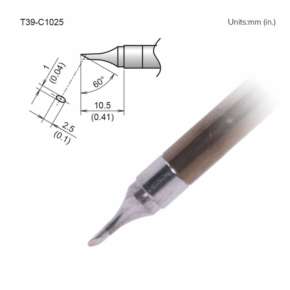 HAKKO, T39 Series, Bevel, Soldering Tip - 809H39|T39-C1025 - Grainger