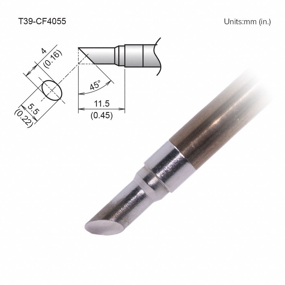 HAKKO, T39 Series, Bevel, Tinned Face Soldering Tip - 809H41|T39-CF4055 ...
