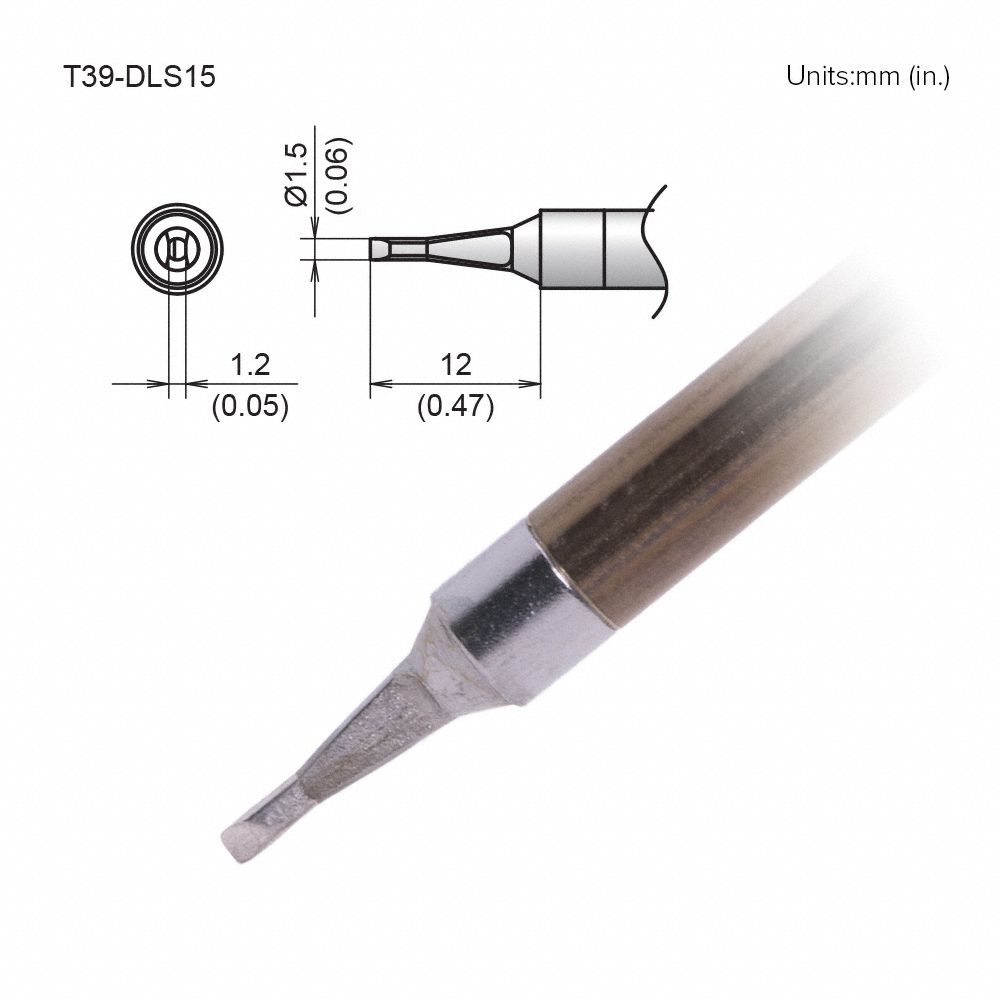HAKKO, T39 Series, Chisel, Soldering Tip - 809H52|T39-DLS15 - Grainger