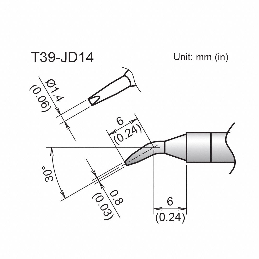HAKKO, T39 Series, Bent Chisel, Soldering Tip - 809H68|T39-JD14 - Grainger
