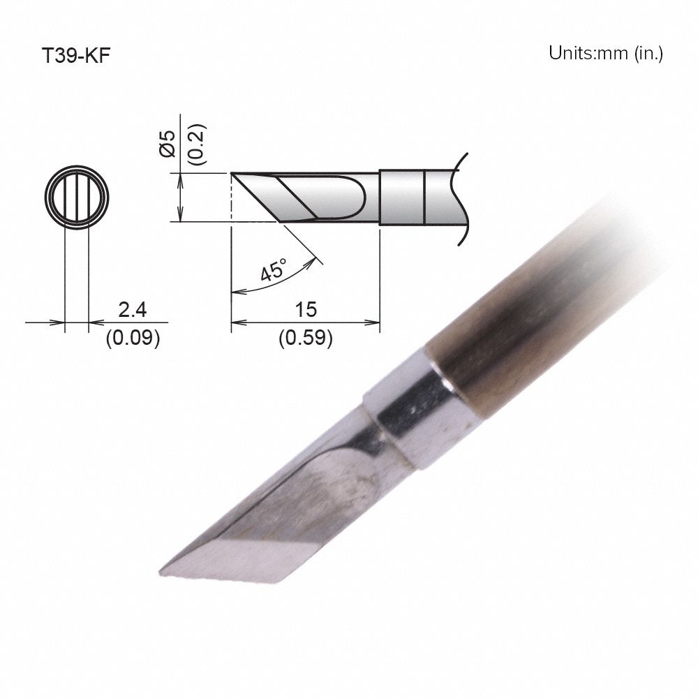 HAKKO, T39 Series, Knife, Soldering Tip - 809H72|T39-KF - Grainger