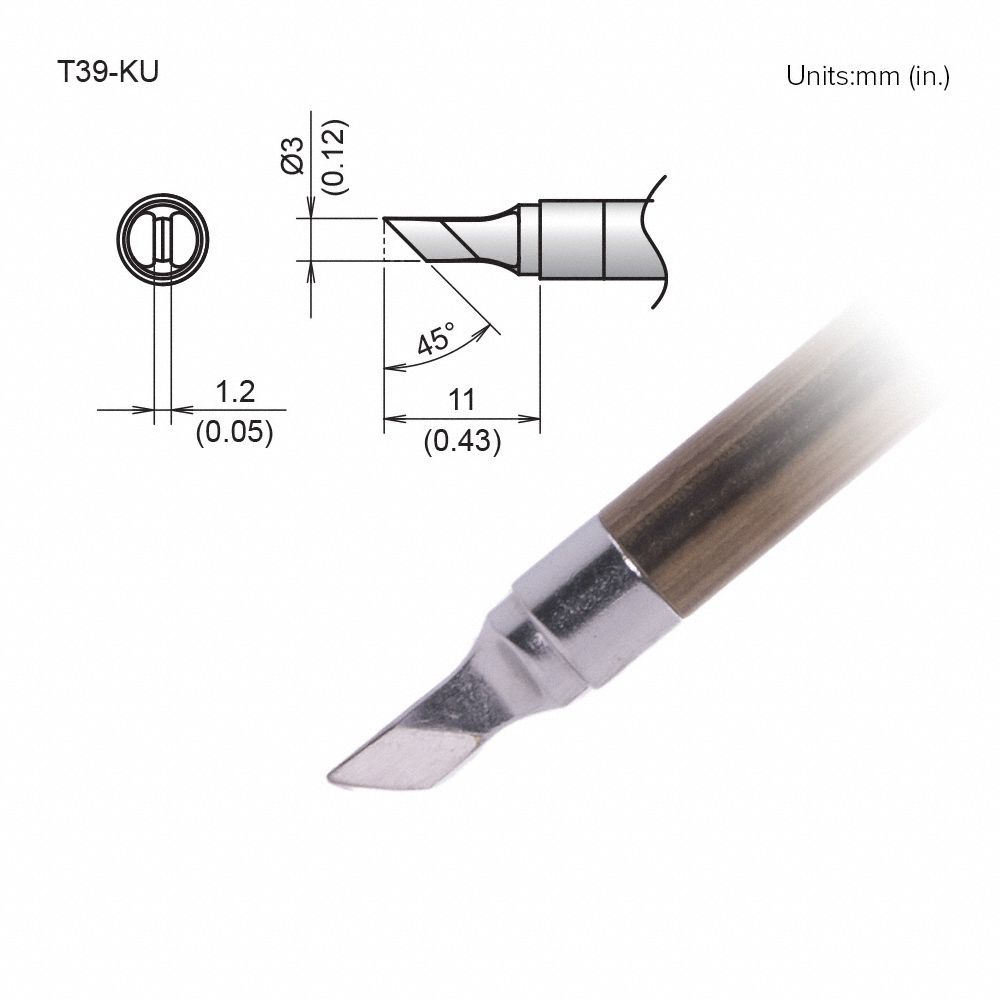 HAKKO, T39 Series, Knife, Soldering Tip - 809H75|T39-KU - Grainger