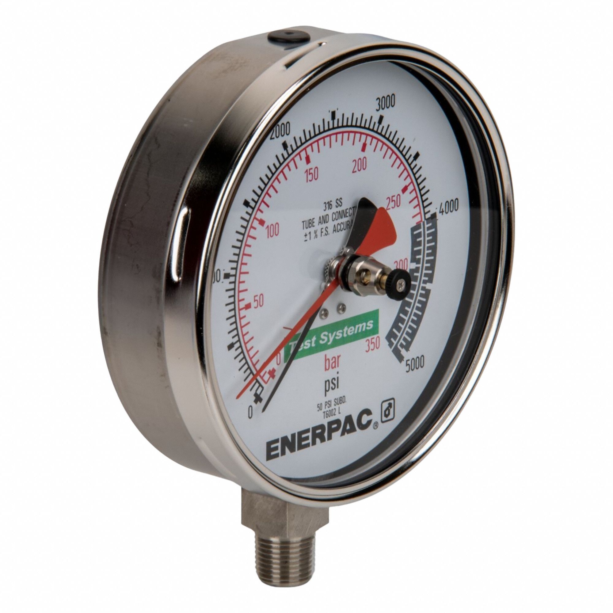ENERPAC, 0 psi to 5,000 psi, 6 3/8 in Dial, Hydraulic Pressure Test ...