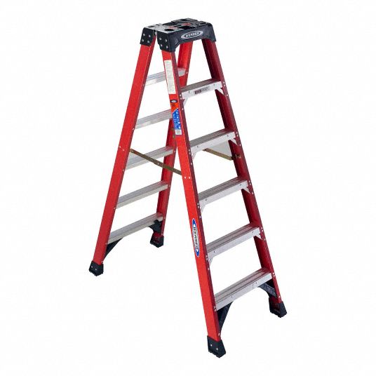 WERNER, 6 ft Ladder Size, Fiberglass, Stepladder - 824VU3|T6306 - Grainger