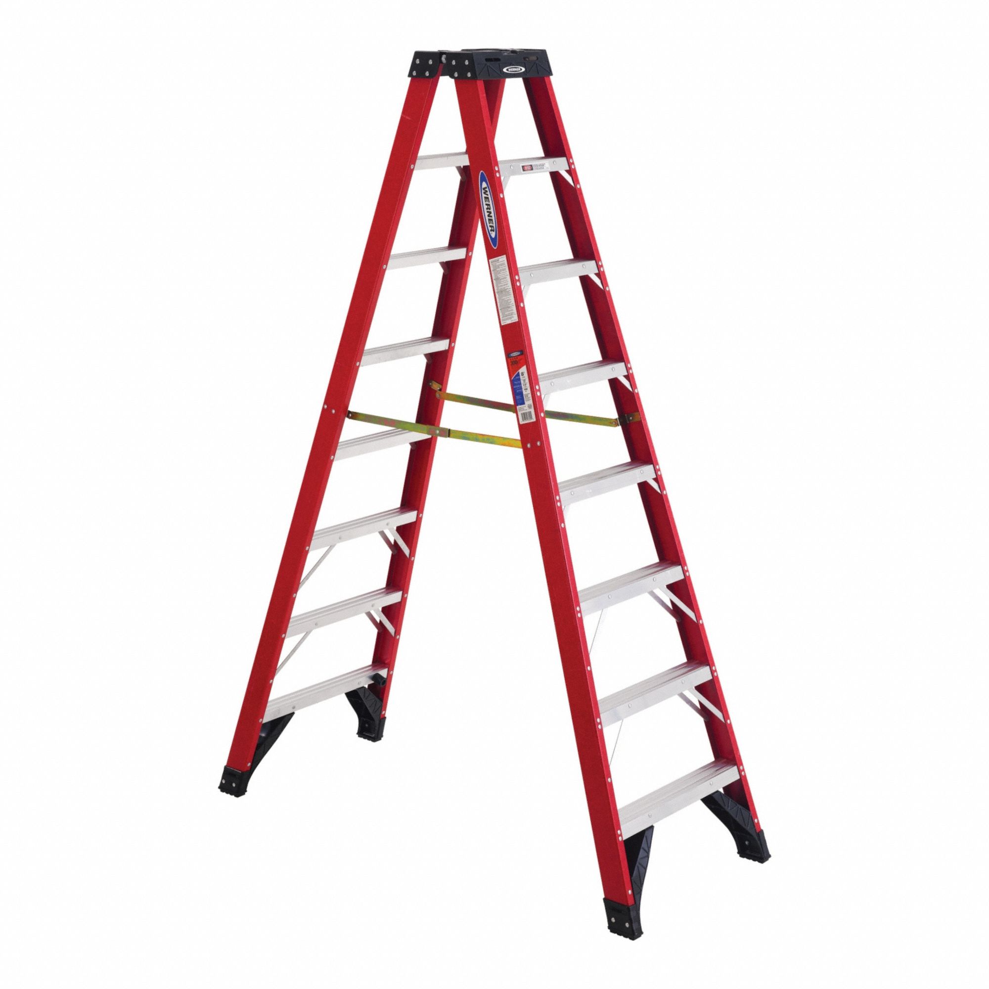 WERNER, 8 ft Ladder Size, Fiberglass, Stepladder - 824VU9|T6308 - Grainger