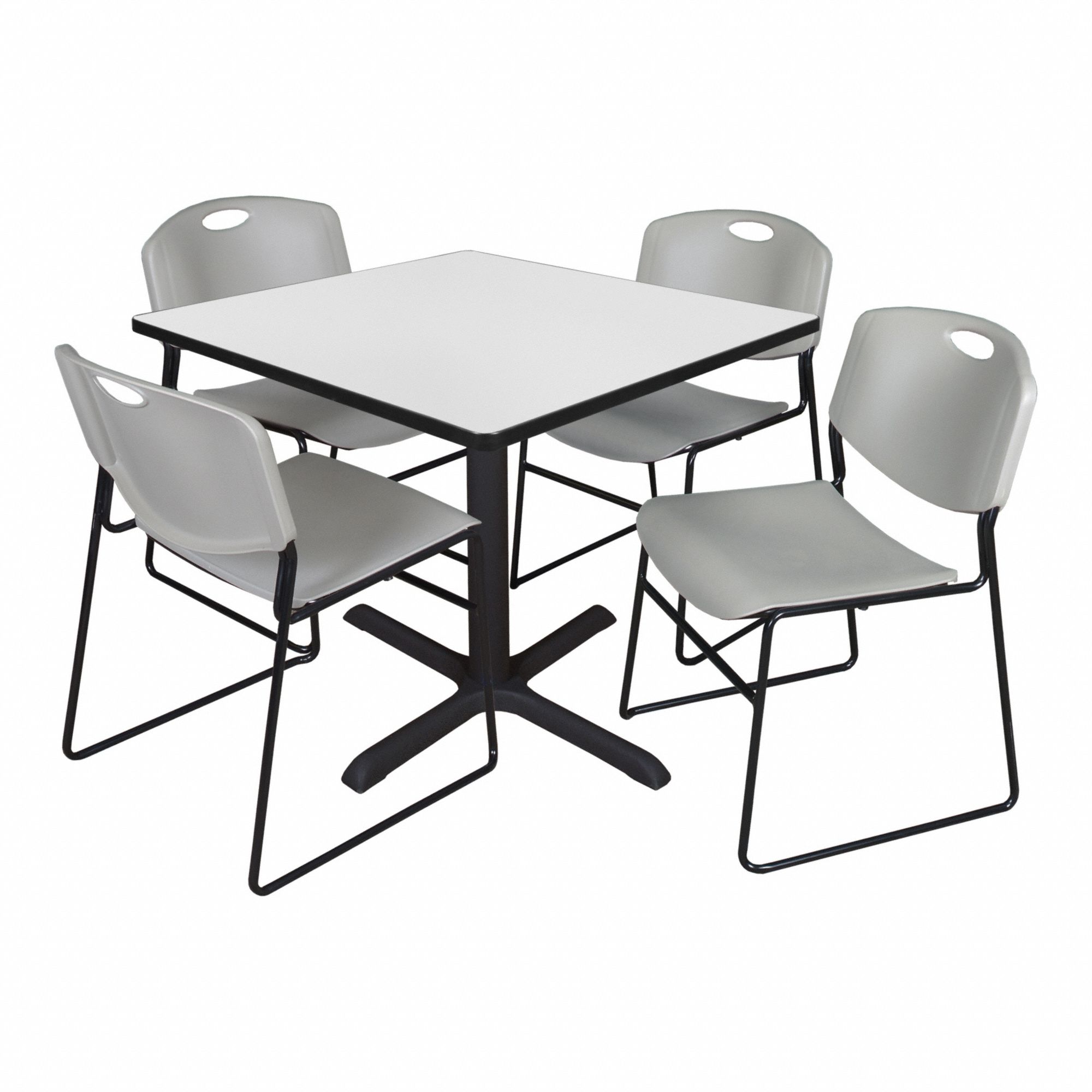 CAIN, Table and Chair Set - 824W44|TB4242WH44GY - Grainger