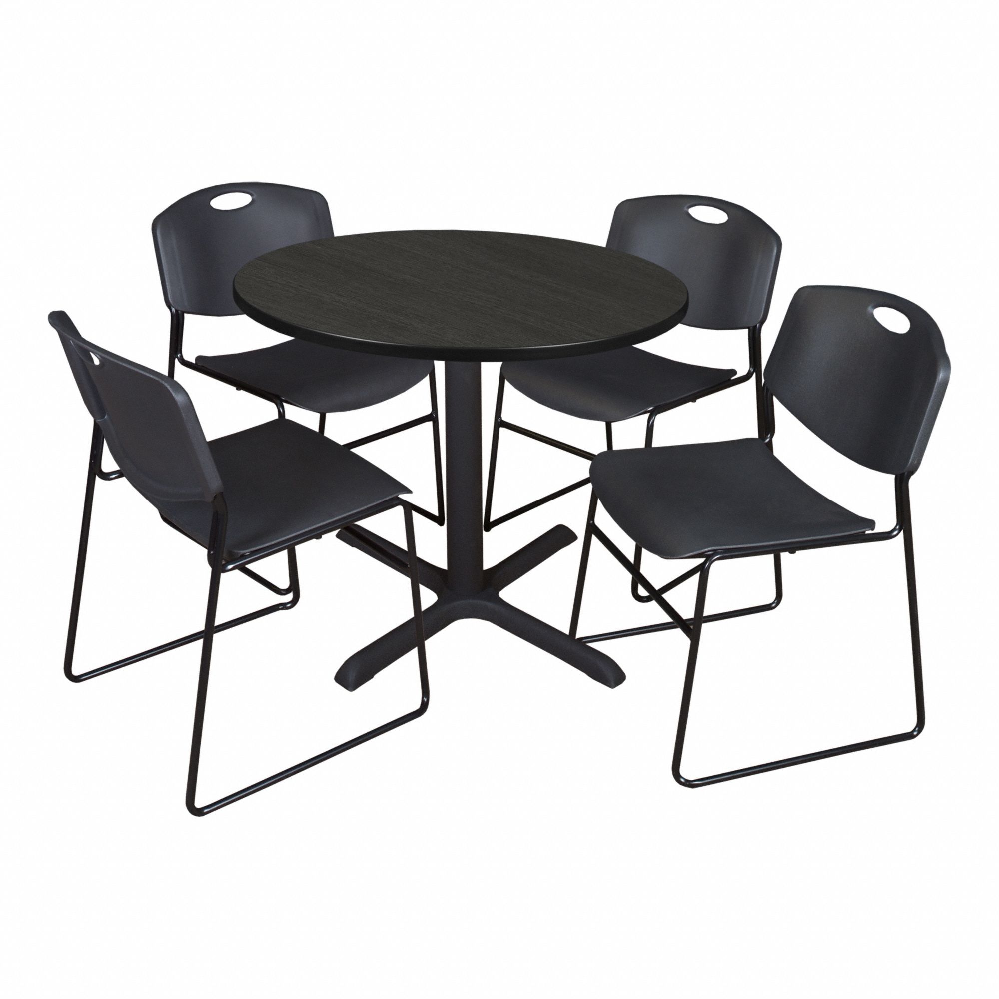 CAIN, Table and Chair Set - 824W47|TB42RNDAG44BK - Grainger