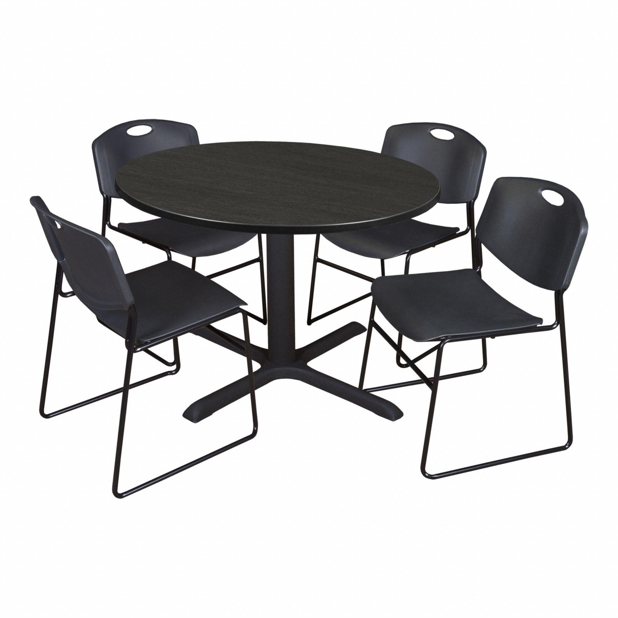CAIN, Table and Chair Set - 824W67|TB48RNDAG44BK - Grainger