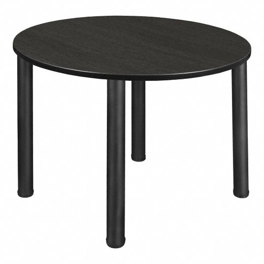 KEE, Melamine, Gray, Cafe/Breakroom Table - 824W69|TB48RNDAGBPBK - Grainger