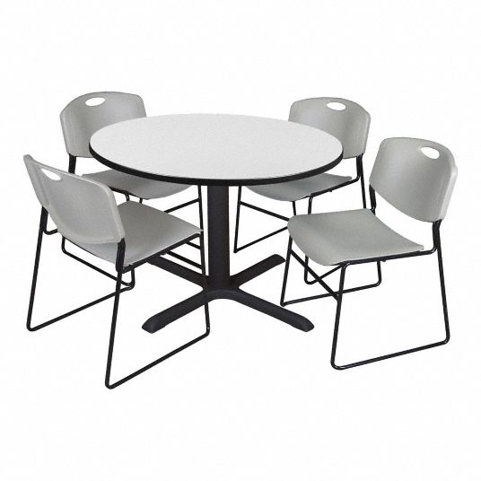 CAIN, Table and Chair Set - 824W73|TB48RNDWH44GY - Grainger