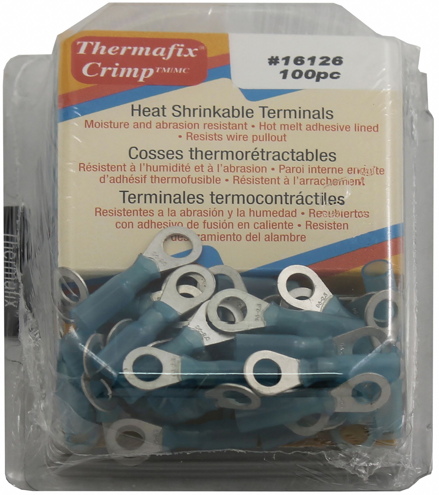 THERMAFIX RING TERMINAL, HEAT SHRINK, MAX 600V, -55 TO 125 ° C, 16-14 ...
