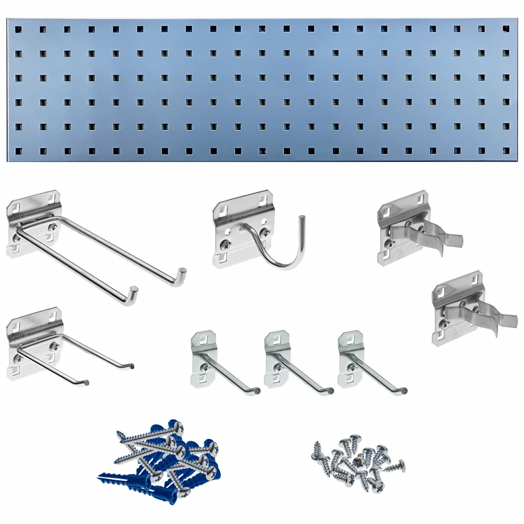 TRITON PRODUCTS PEGBOARD STRIP KIT, 35 LB CAPACITY, 8 HOOKS, SILVER, 31 ...