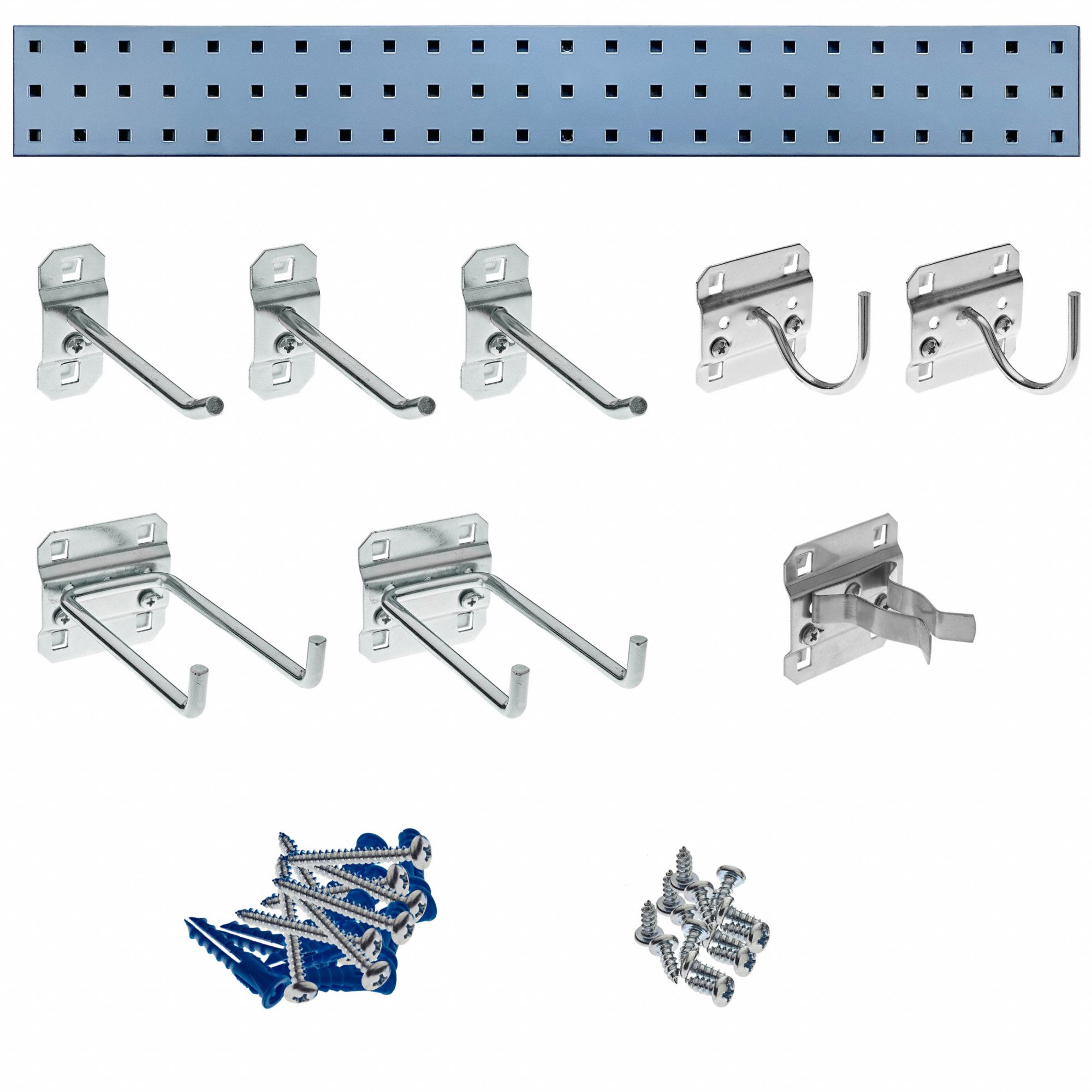 TRITON PRODUCTS PEGBOARD STRIP KIT, 35 LB CAPACITY, 8 HOOKS, SILVER, 36 ...