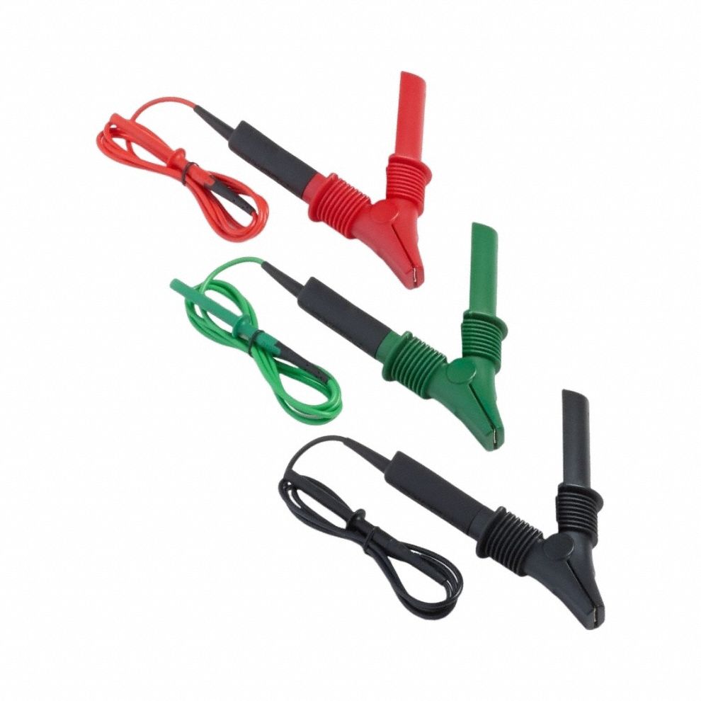 FLUKE, (3) 10 kV Clamp Leads, Compatible with Grainger Part # 5NLK7 ...