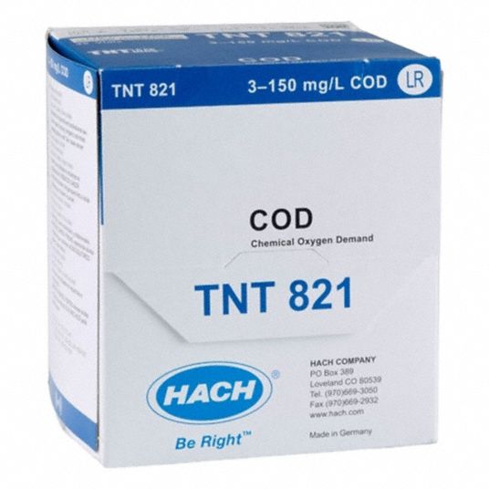 HACH, 3 to 150 mg/L COD Truecal, TNT821, Chemical Oxygen Demand Vial ...